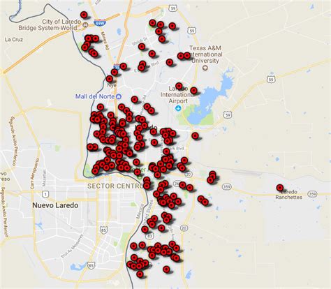 maps show number of sex offenders in laredo neighboring cities