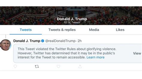 Twitter Hides Trump Tweet For Glorifying Violence Bbc News