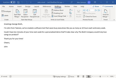 how to do a mail merge from excel and word to send mass emails in outlook