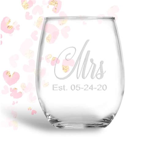 Mr Mrs Stemless Wine Glass Set Mr And Mrs Wedding Glasses Etsy