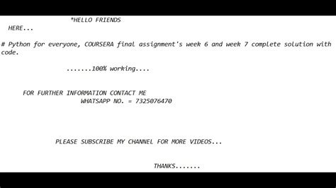 solution for coursera assignment of python for everyone week 6 and