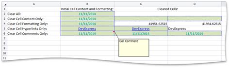 how to clear cells of content formatting hyperlinks and comments
