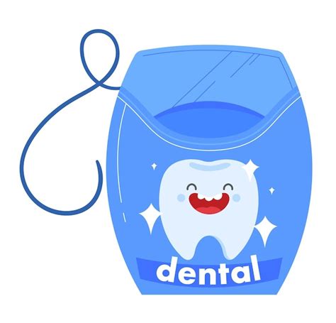 Premium Vector Happy Tooth Character Inside Dental Floss Container