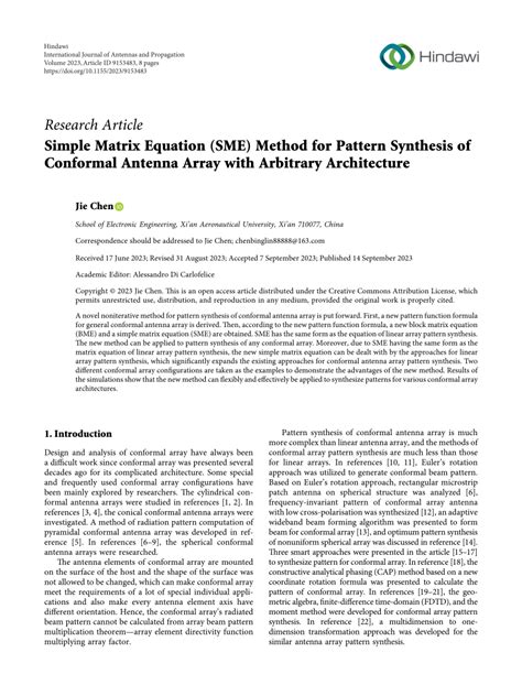 pdf simple matrix equation sme method for pattern synthesis of