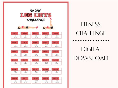 30 Day Leg Lifts Challenge Printable Pdf Workout Plan For Toned Legs