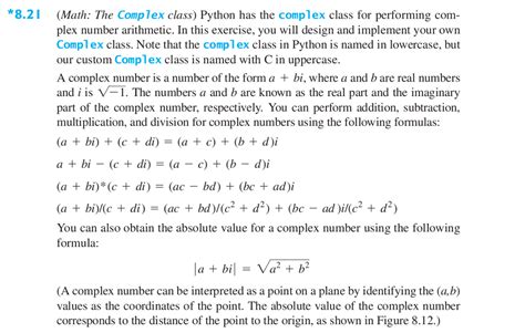 solved 8 21 math the complex class python has the comp