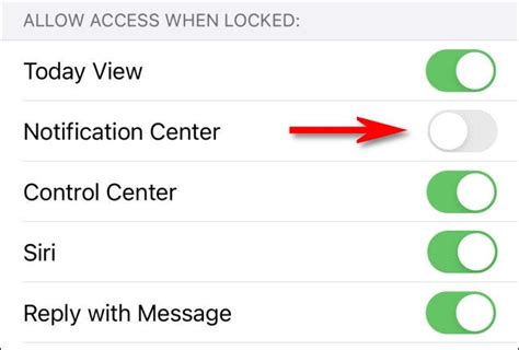 how to disable notification center on iphone lock screen