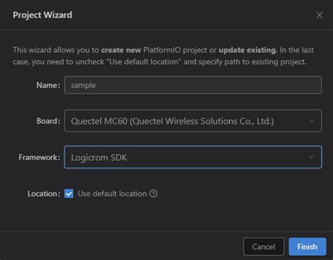creating project in platformio using logicrom sdk — logicrom sdk