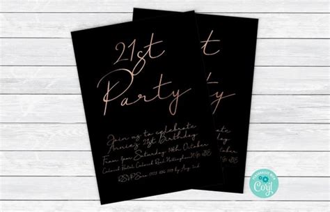 21st Birthday Invitation Faux Rose Gold Foil 21st Birthday Invite