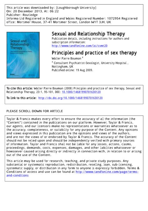 Pdf Principles And Practice Of Sex Therapy