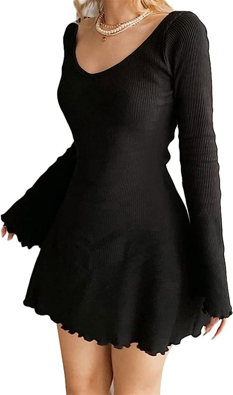 Soliloquy Women Gothic Dress Punk Off Shoulder Striped Knit Dress Y2k