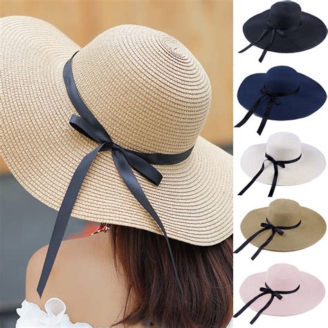 Travelwant Womens Big Bowknot Straw Hat Large Floppy Foldable Roll Up