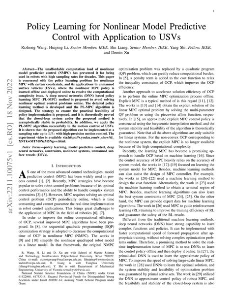 pdf policy learning for nonlinear model predictive control with