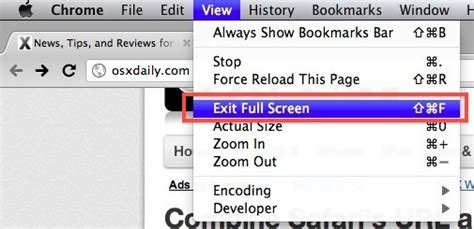 stuck in chrome full screen exit chromes full screen mode in mac os x lion