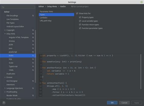 intellij idea how do i activate type annotations hints in kotlin like