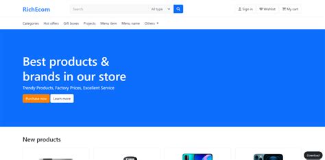 reactjs ecommerce website template home page therichpost