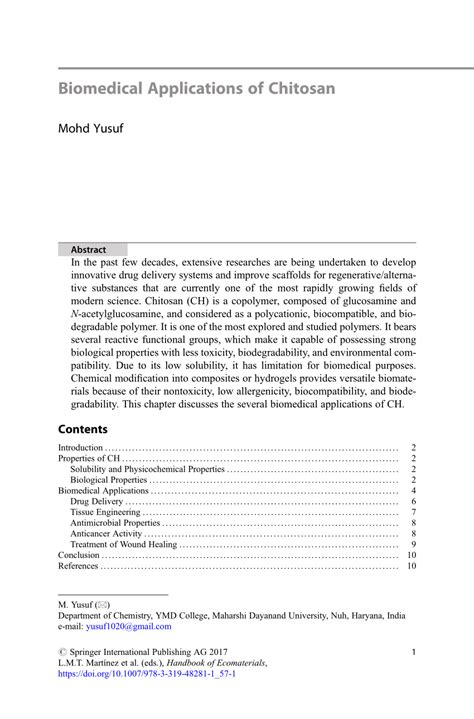 Pdf Biomedical Applications Of Chitosan