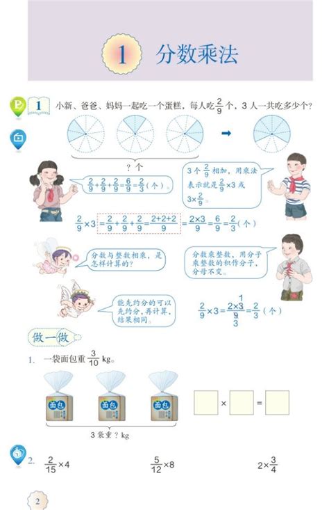 2014年新人教版小学六年级数学上册1 分数乘法 人教版小学课本