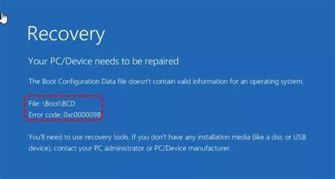 0xc000000f boot bcd error windows fail boot reparando este erro