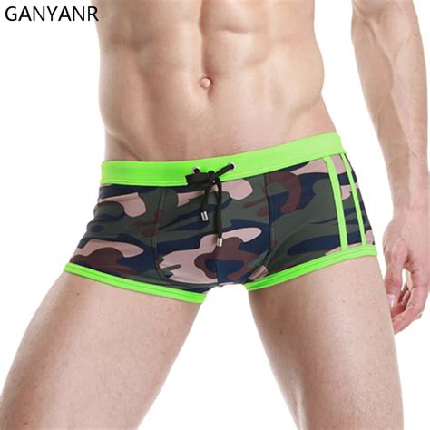 Ganyanr Brand Men Swimwear Shorts Boxer Sexy Mens Swimsuits Designed