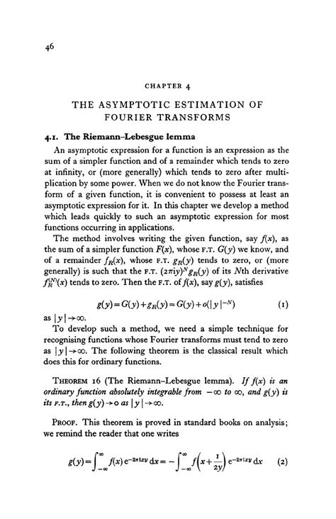 The Asymptotic Estimation Of Fourier Transforms Chapter 4 An