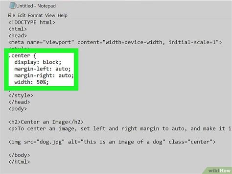 cómo centrar una imagen en html con imágenes wikihow