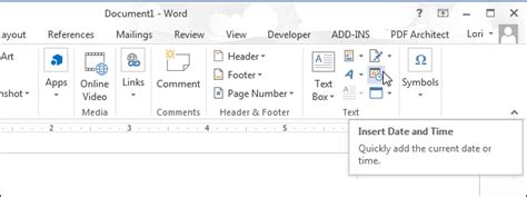 how to easily insert the formatted date and time in microsoft word