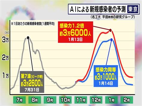 “第8波”東京の感染者数のai試算…新たな変異株次第で「1日あたり6万人程度」も ピークは1月中旬か 東海テレビnews