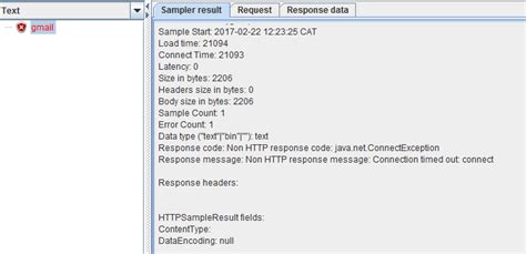 jmeter non response code connectexception stack overflow