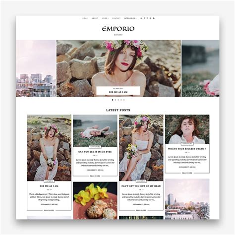emporio responsive minimalist premade masonry grid blogger template