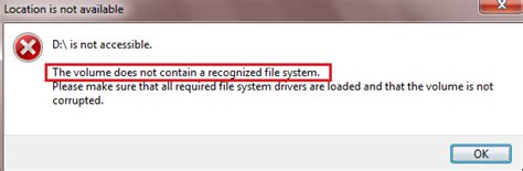 how do i fix volume does not contain a recognized file system error