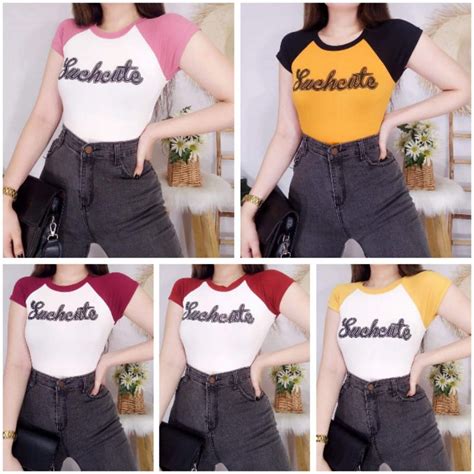 Suchcute Two Tone Raglan Crop Top Shirt Su Shopee Philippines