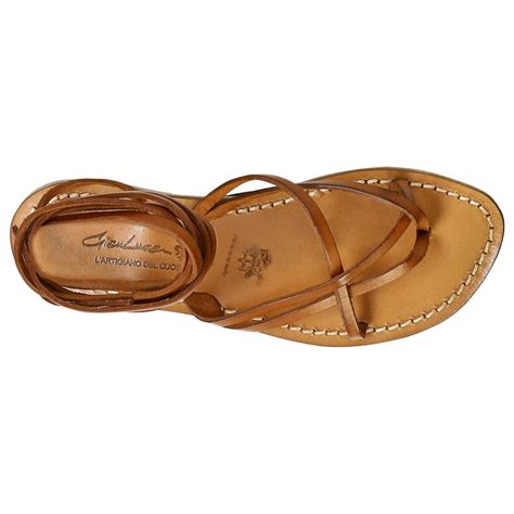 Womens Vintage Cuir Strappy Leather Sandals Handmade In Italy The