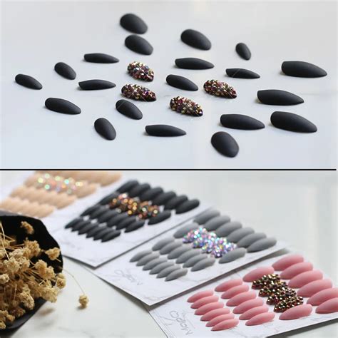 Promo Offer Matte Pink Press On Nails Bling Crystal Nail Art False