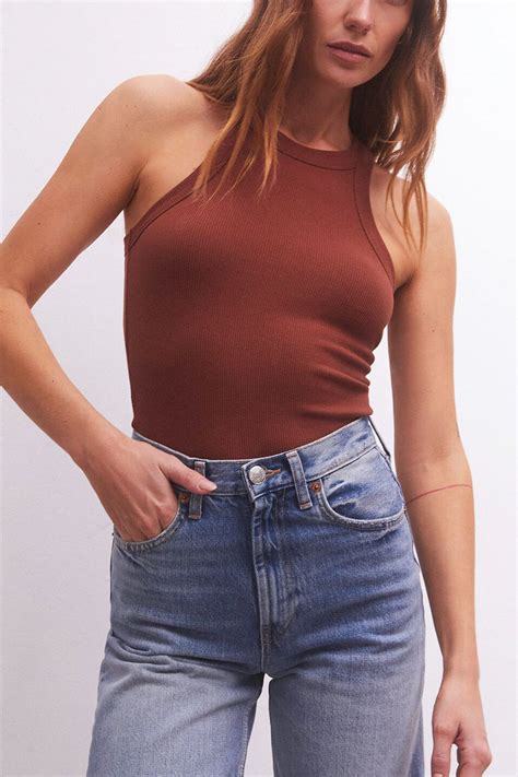 Z Supply Lily Rib Tank In Dark Rosewood Shopperboard