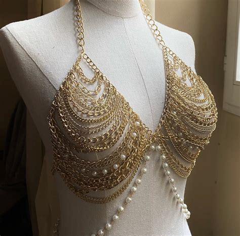 Gold Chain Dress Gold Body Chains Body Jewelry Pearl Body Chain