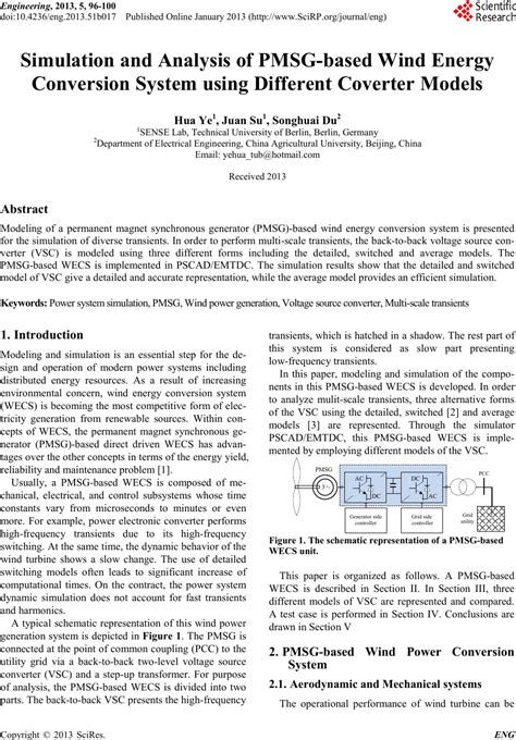 Simulation And Analysis Of Pmsg Based Wind Energy Conversion System