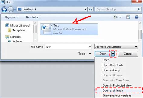 ms word how to fix the file is corrupted and cannot be