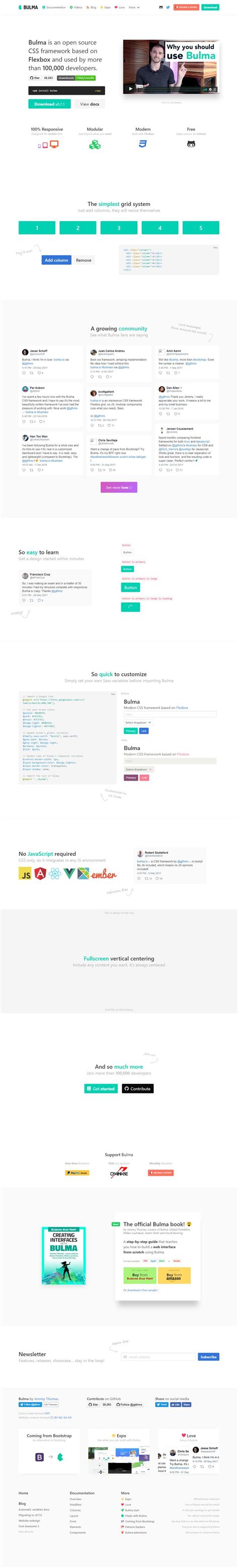 bulma is an open source css framework based on flexbox and