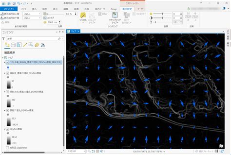 Arcgis Pro での基盤地図情報データの変換と活用のコツ！その2 数値標高モデルをベクトル場で表示してみよう