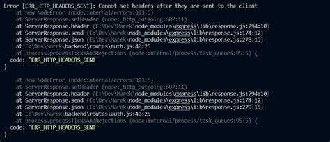 javascript cannot set headers after they are sent to the client error