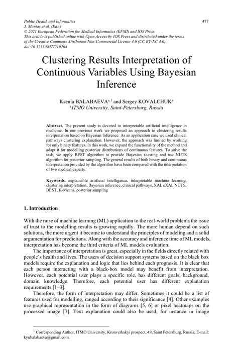 pdf clustering results interpretation of continuous variables using