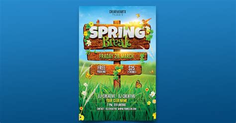 Spring Break Summer Party Flyer Print Templates Ft Spring And Flower