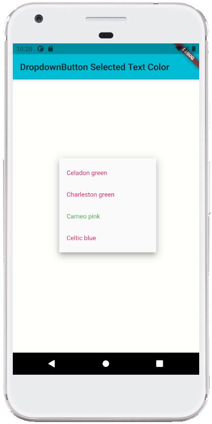 flutter dropdownbutton selected text color flutter tutorials