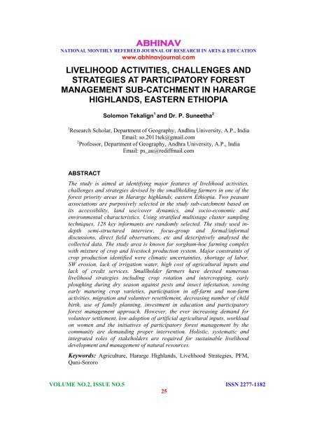 Livelihood Activities Challenges And Strategies At Participatory