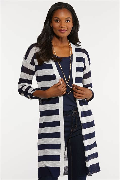 Navy Stripe Cardigan Sweater In 2020 Striped Cardigan Sweater