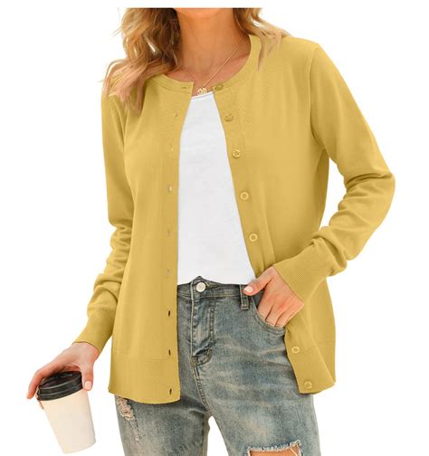 Grace Karin Classic Womens Long Sleeve Button Down Vee Neck Light Gray