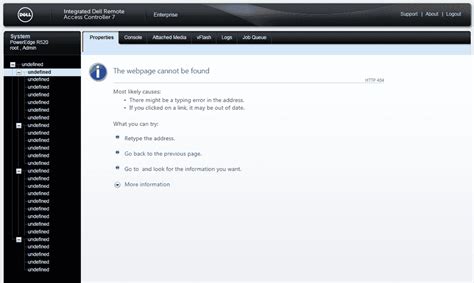 fix the “dell idrac undefined” and “the webpage cannot be found” errors