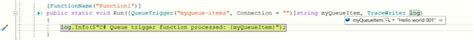 azure function v1 runtime c queue trigger step by step