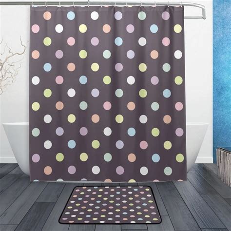 Retro Colorful Polka Dot Waterproof Polyester Fabric Shower Curtain